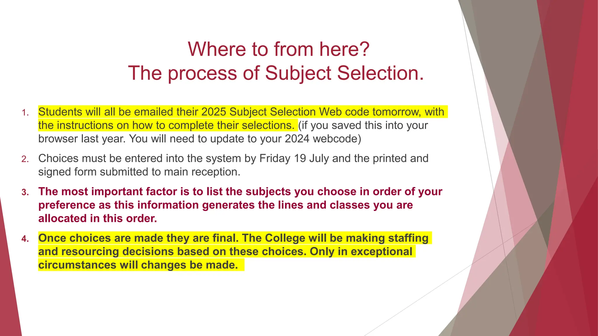 2025 Year 8 & 9 Subject Selection & Pathways Evening | PPTX