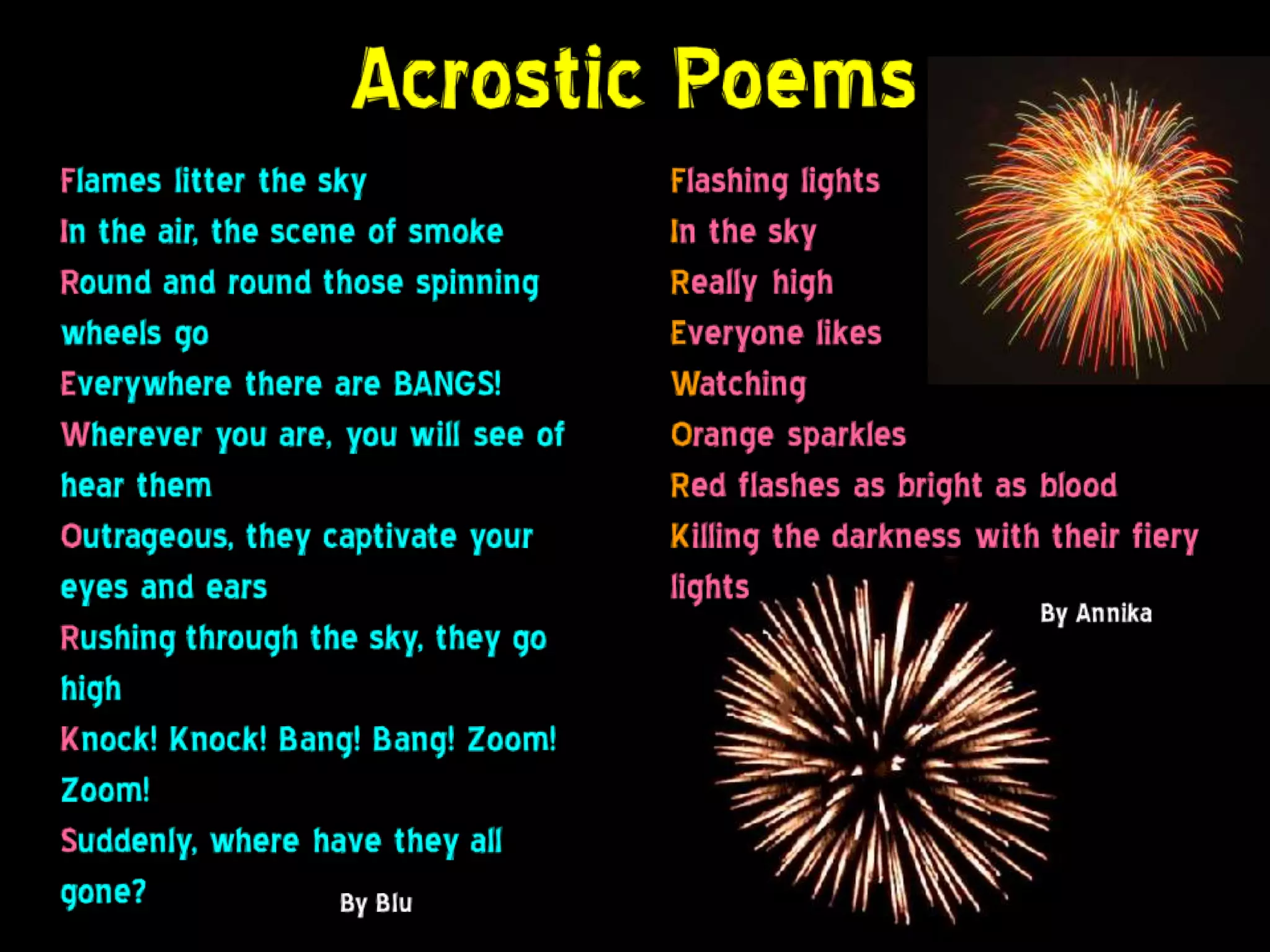 Year 7 firework poems | PPT
