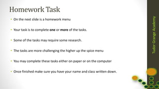 Year 7 homework task one | PPTX