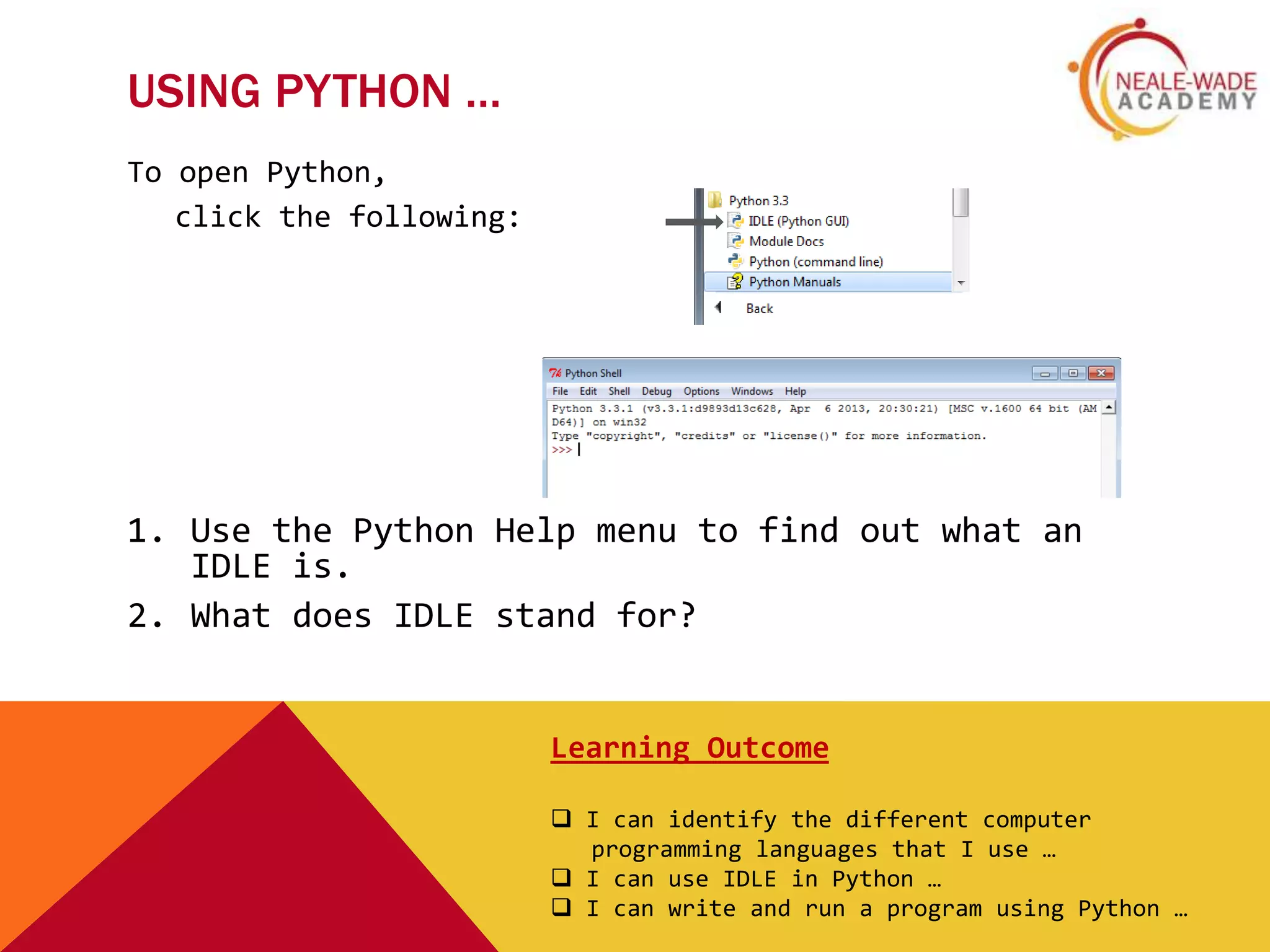 Year 7 lesson 1 introduction to programming | PPTX