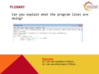 Year 7 lesson 3 variables and while loops | PPTX