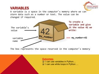 Year 7 lesson 3 variables and while loops | PPTX