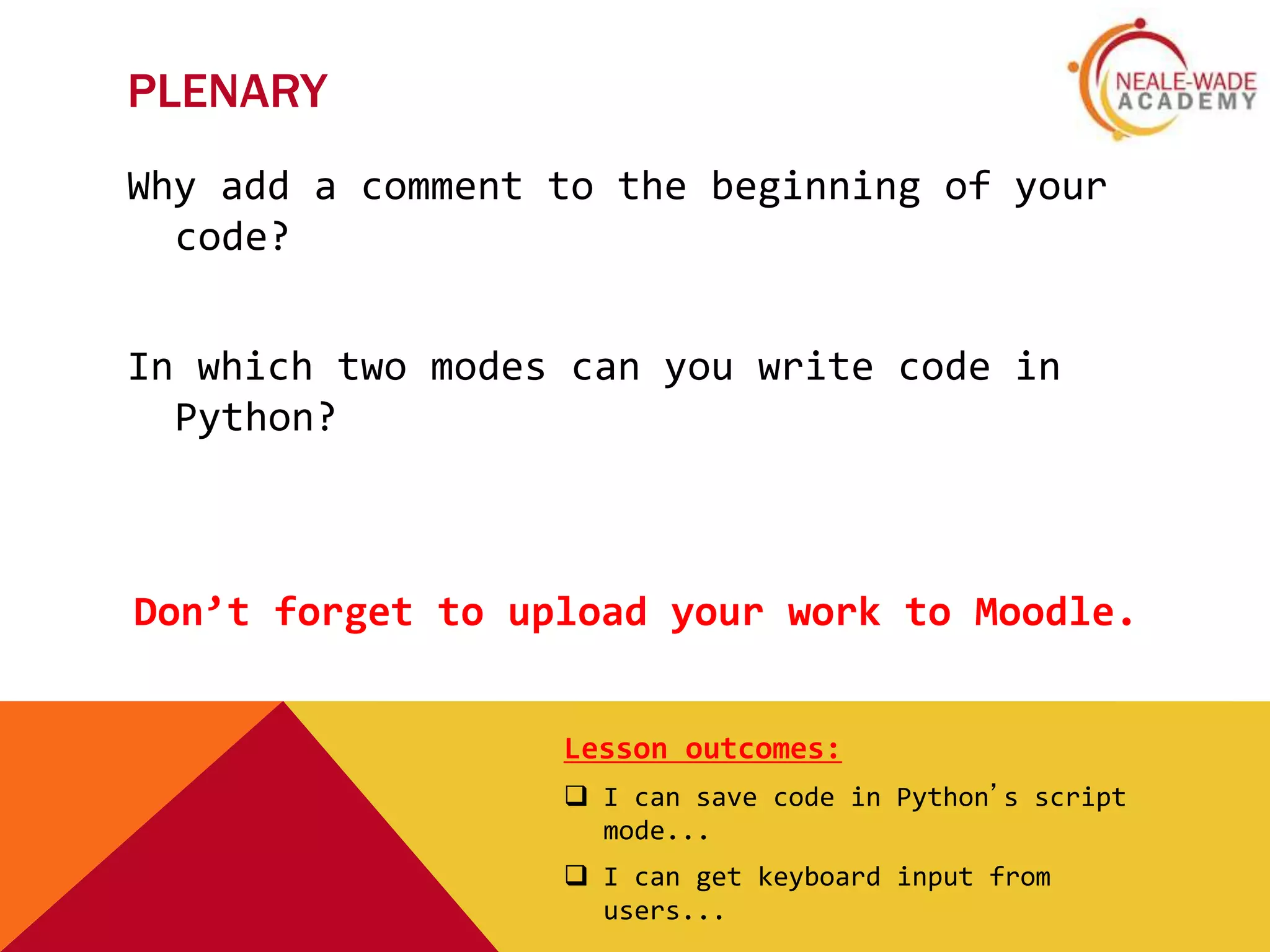 Year 7 lesson 4 interactive and script mode | PPTX