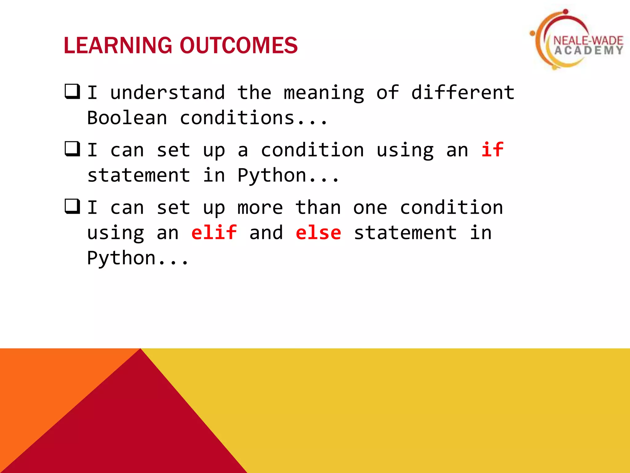 Year 7 lesson 5 if statements | PPTX | Programming Languages | Computing
