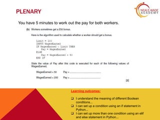 Year 7 lesson 5 if statements | PPTX | Programming Languages | Computing