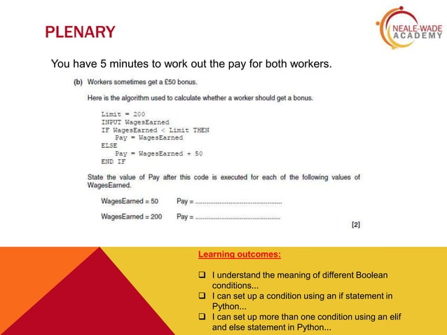 Year 7 lesson 5 if statements | PPTX | Programming Languages | Computing