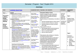 Year 7 Sememster 1 Teaching Outline | DOCX | Poetry | Books and Literature
