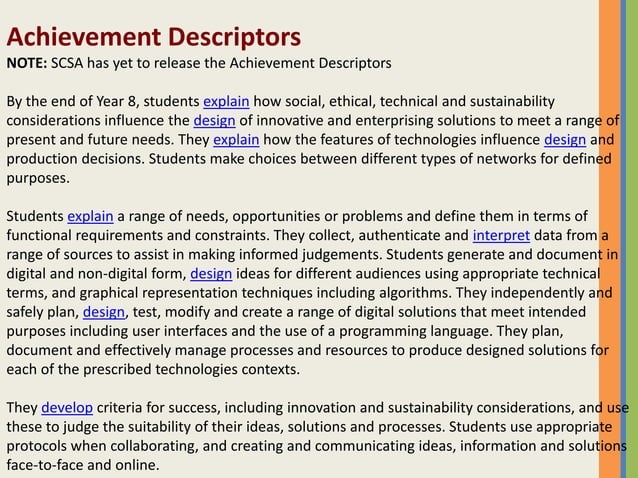 Design and Technologies: Year 8 | PPT