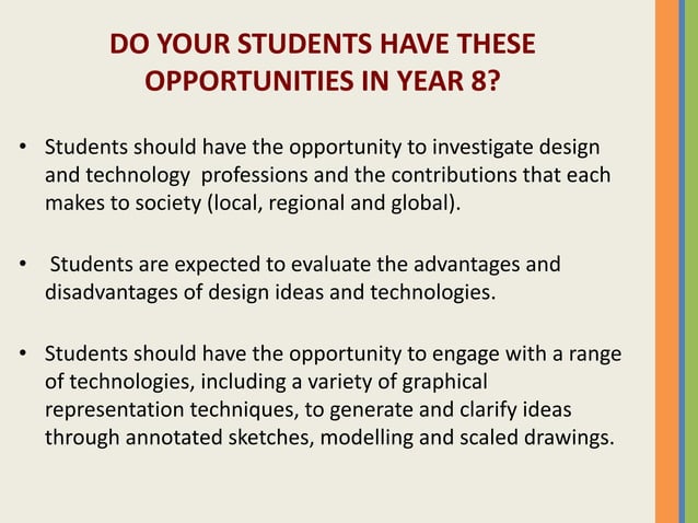 Design and Technologies: Year 8 | PPT
