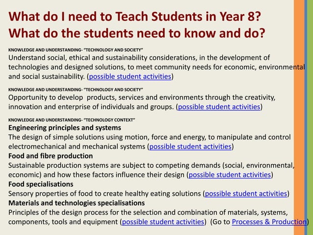 Design and Technologies: Year 8 | PPT