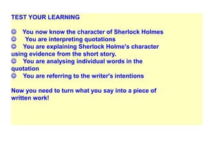 Year 8 lesson 11 - sherlock holmes | PPTX