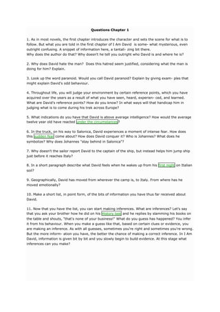 I Am David Scheme Of Work Reading English | PDF