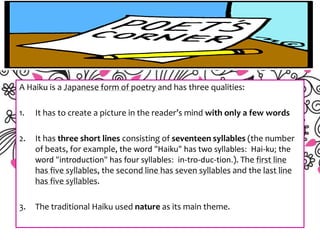 Year 8 Poetry lesson 1 | PPTX