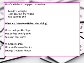 Year 8 Poetry lesson 1 | PPTX