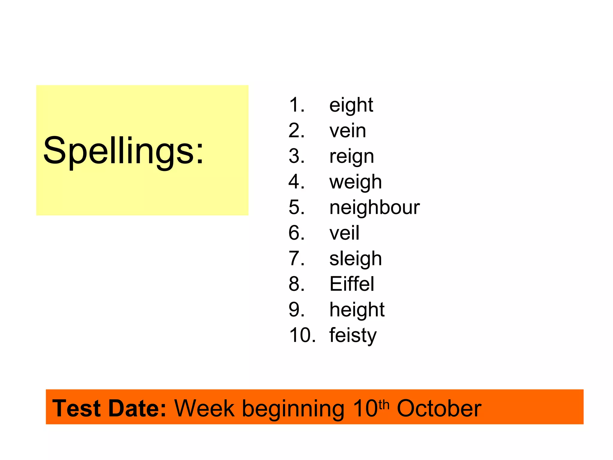 Year 8 spellings autumn term 2011 12 | PPT