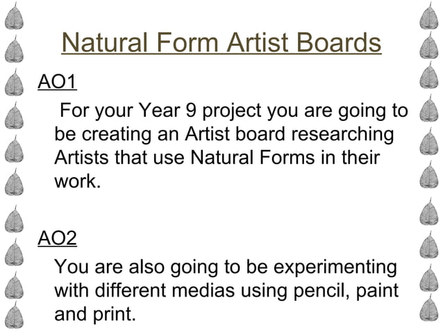 Year 9 Natural Forms boards | PPT