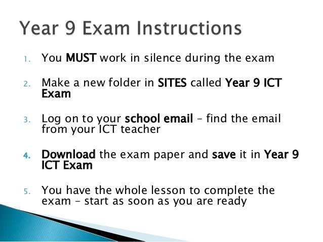 Year 9 Exam Instructions year-9-exam-instructions