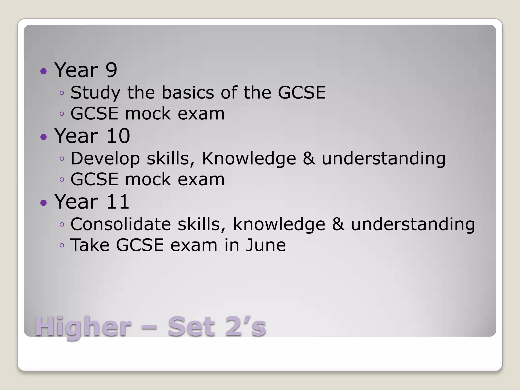 Year 9 gcse progression evening | PPTX