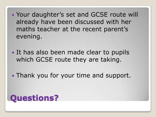 Year 9 gcse progression evening | PPTX