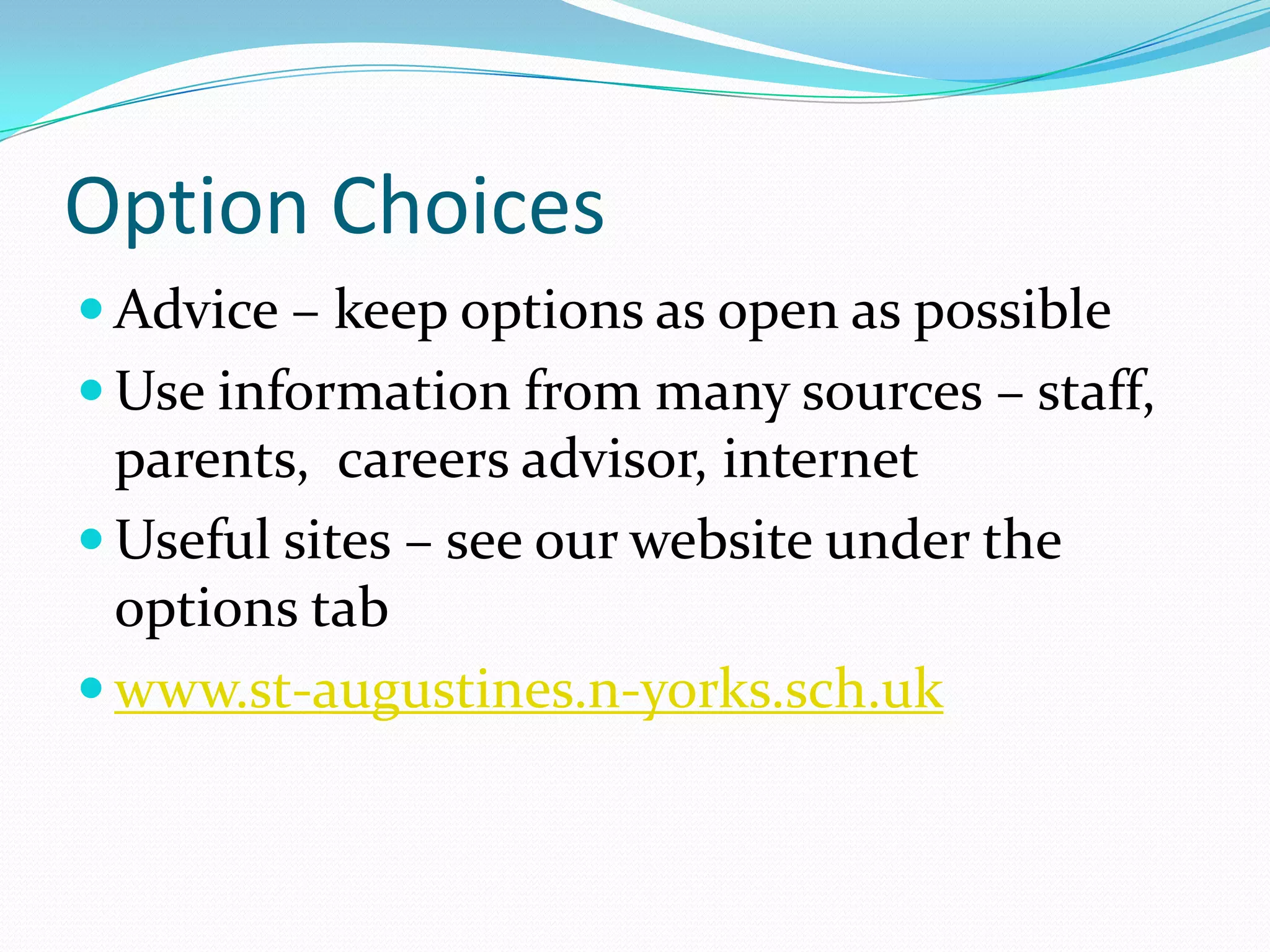 Year 9 Options Presentation | PPTX
