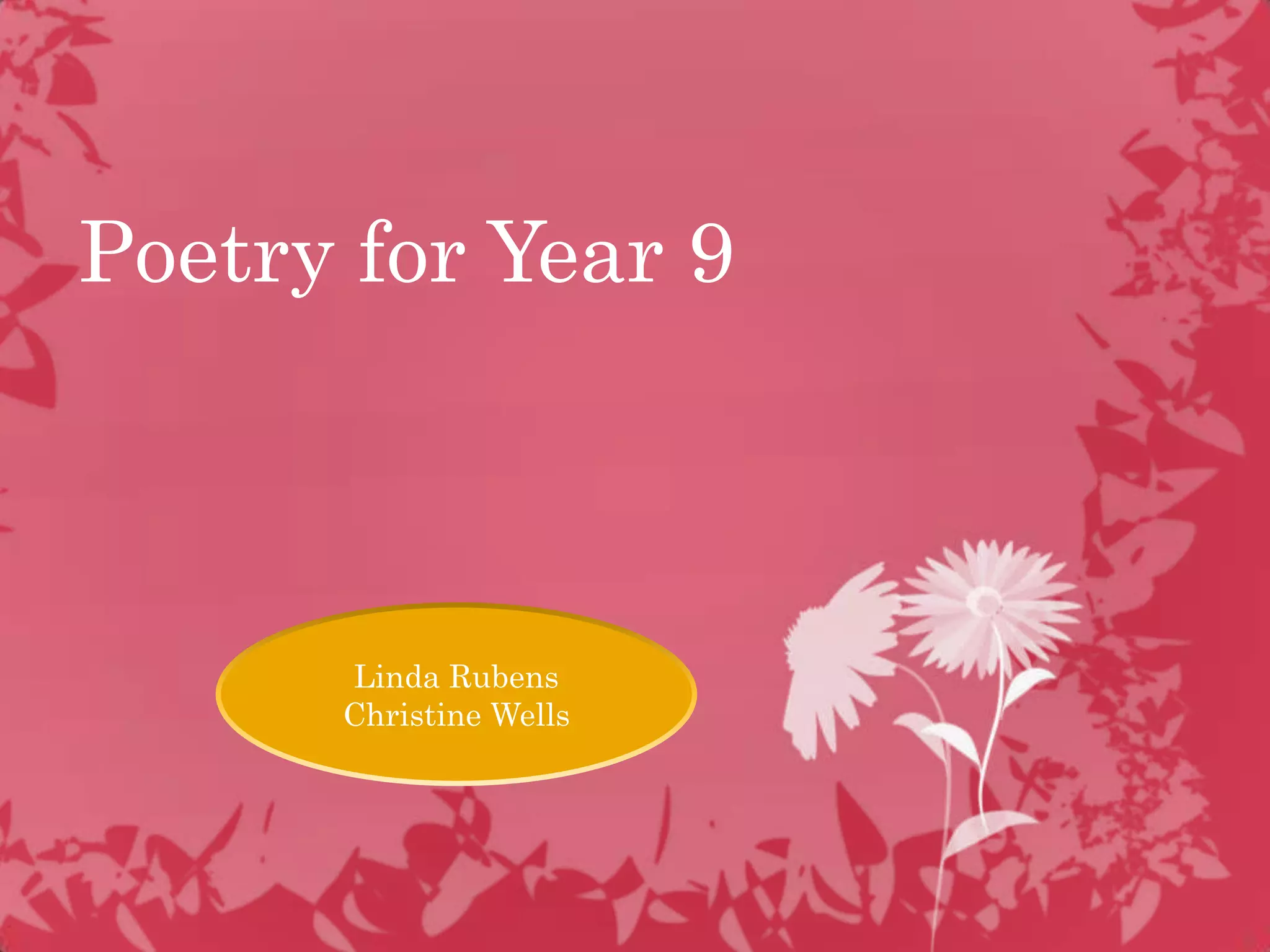 Year 9 Poetry | PPTX