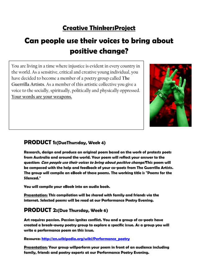 Year 9 Protest Poetry Project | DOCX
