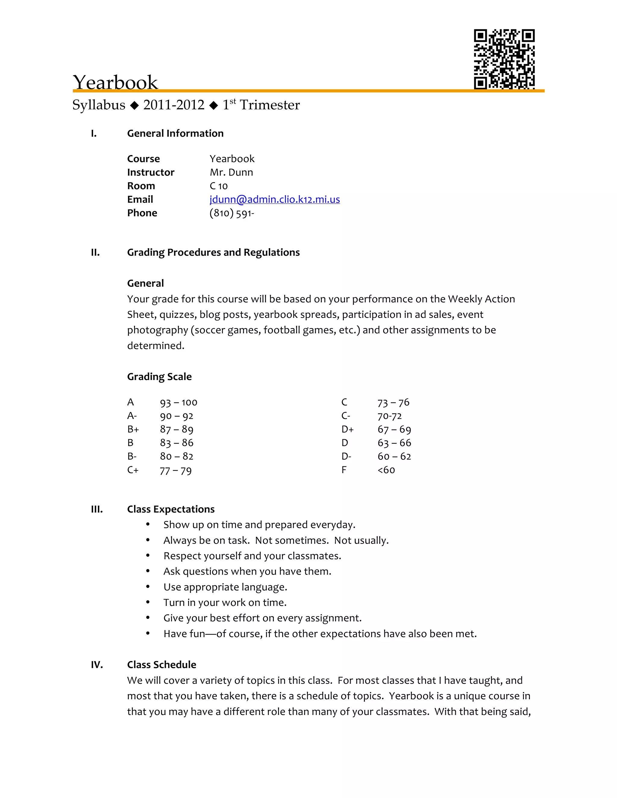 Yearbook Syllabus | PDF