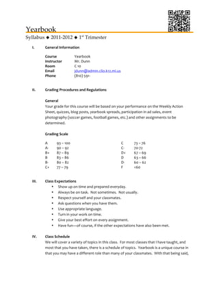 Yearbook Syllabus | PDF