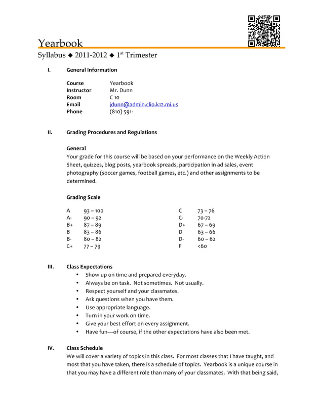 Yearbook Syllabus | PDF