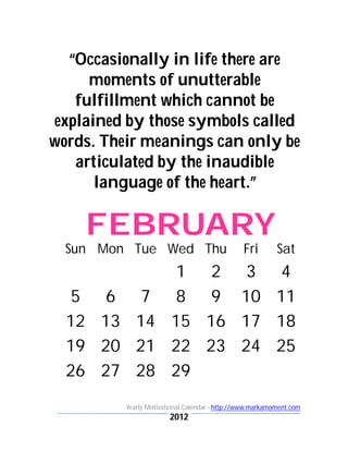 2012 Yearly motivational quotes calendar | PDF