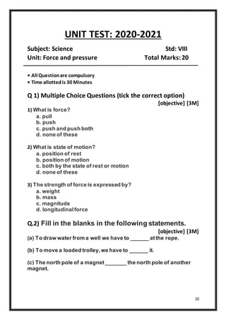 Year plan - CLASS VIII (SCIENCE) | DOCX