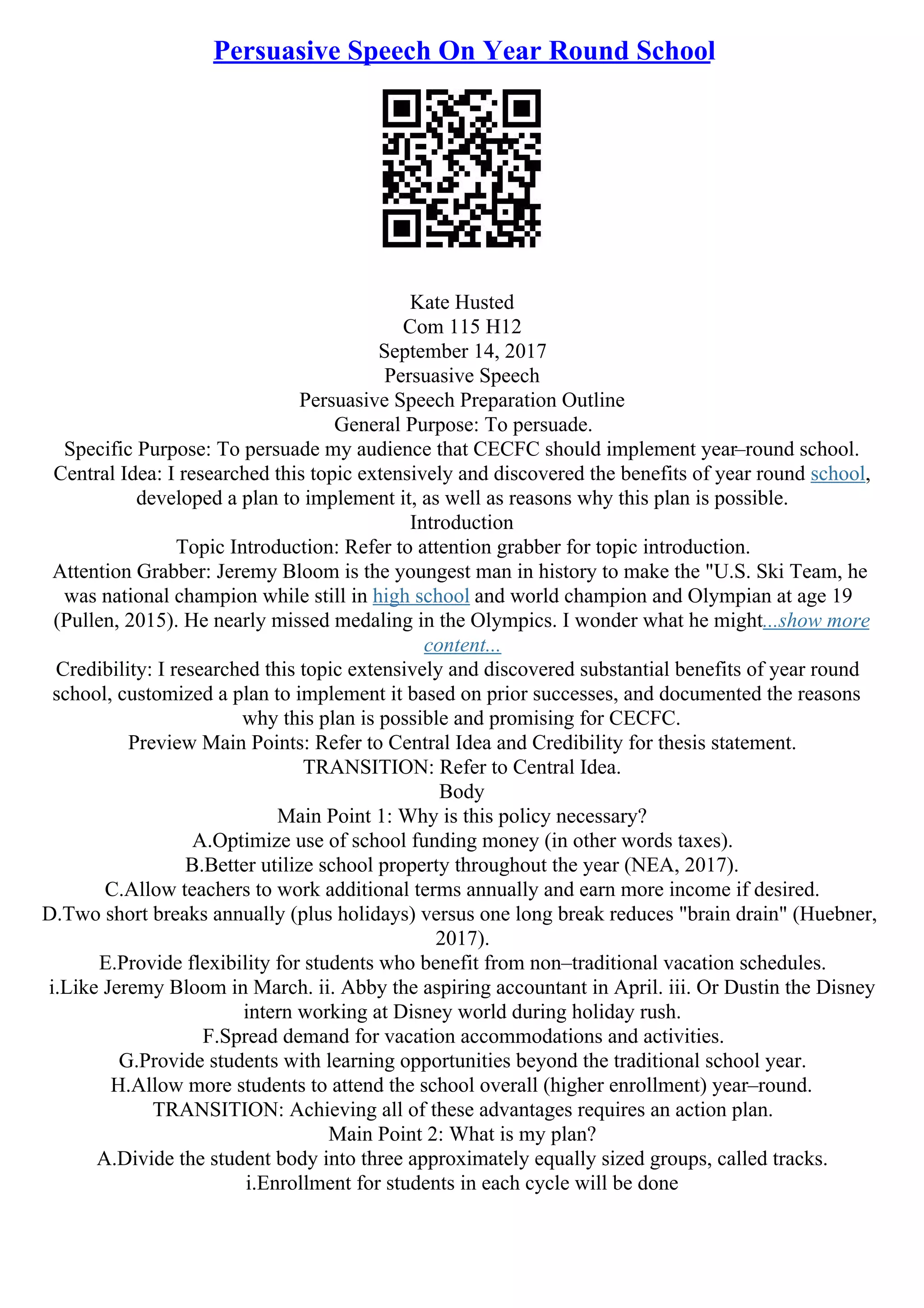 Year Round School Persuasive Essay | PDF | College Planning | College ...