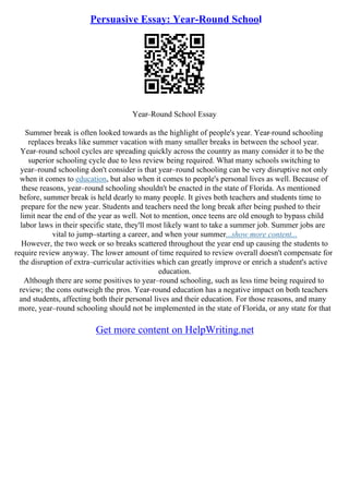 Year Round School Persuasive Essay | PDF | College Planning | College ...