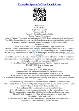 Year Round School Persuasive Essay | PDF