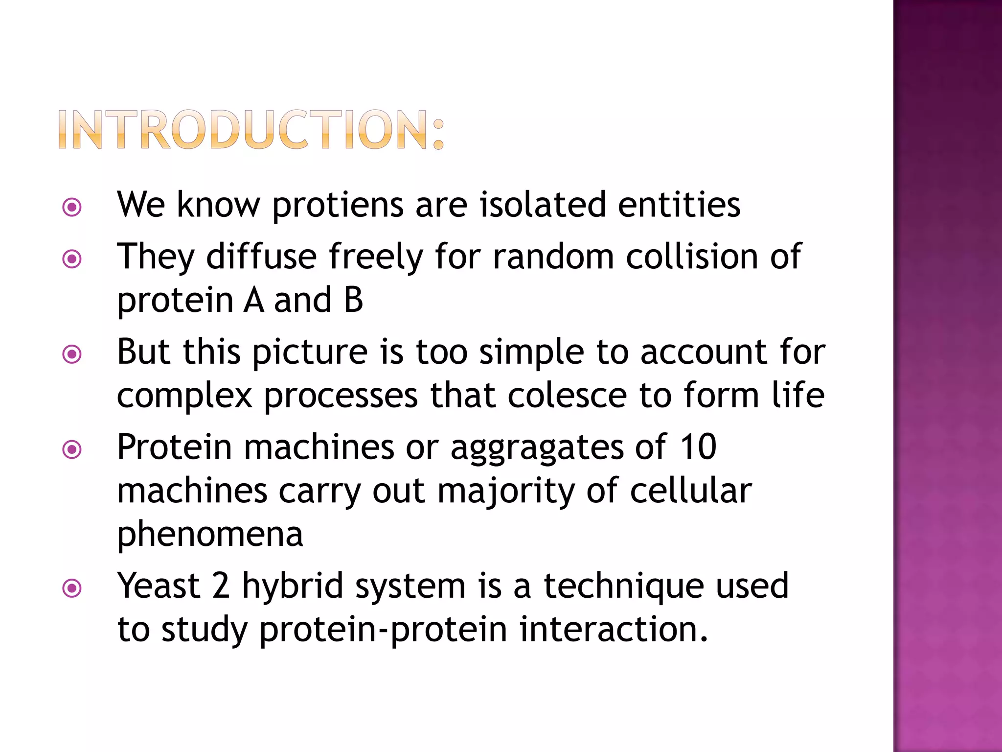 Yeast 2 hybrid system ppt by meera qaiser | PPTX