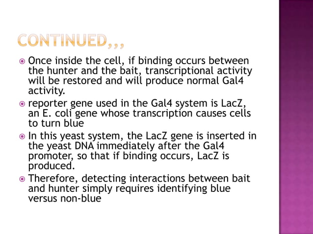 Yeast 2 hybrid system ppt by meera qaiser | PPTX | Biological Sciences ...