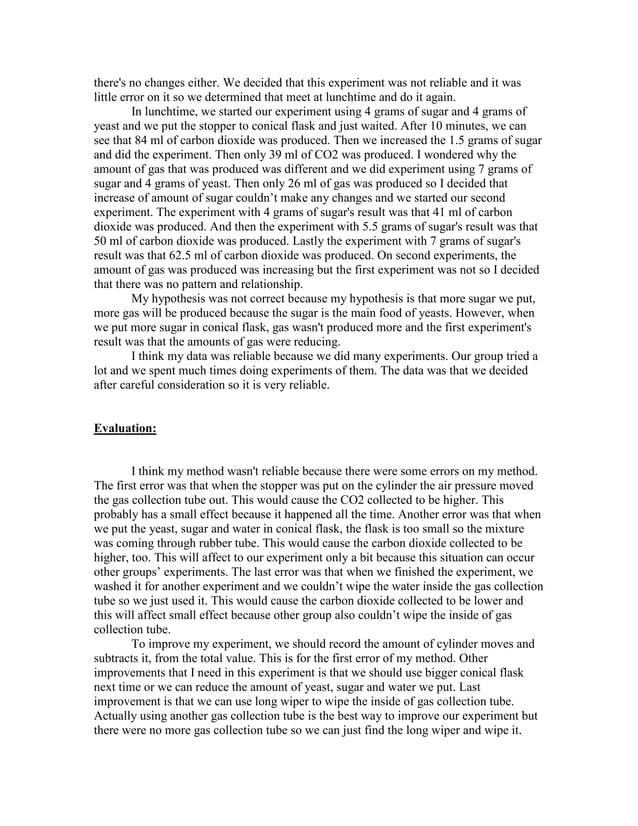 Yeast experiment | DOCX