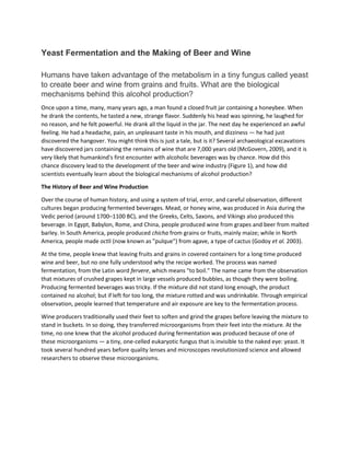 Yeast Fermentation and the Making of Beer and Wine.docx