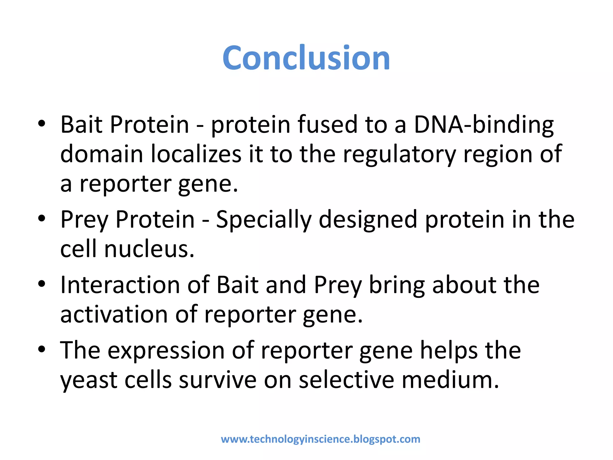 Yeast two hybrid system for Protein Protein Interaction Studies | PPTX