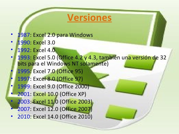 Versiones De Microsoft Excel - slingo