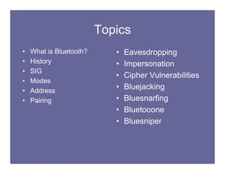 Bluetooth Vulnerabilities | PPT