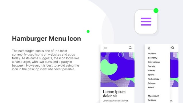 How to Select the Correct Menu Icon for the Website Navigation | PPTX ...