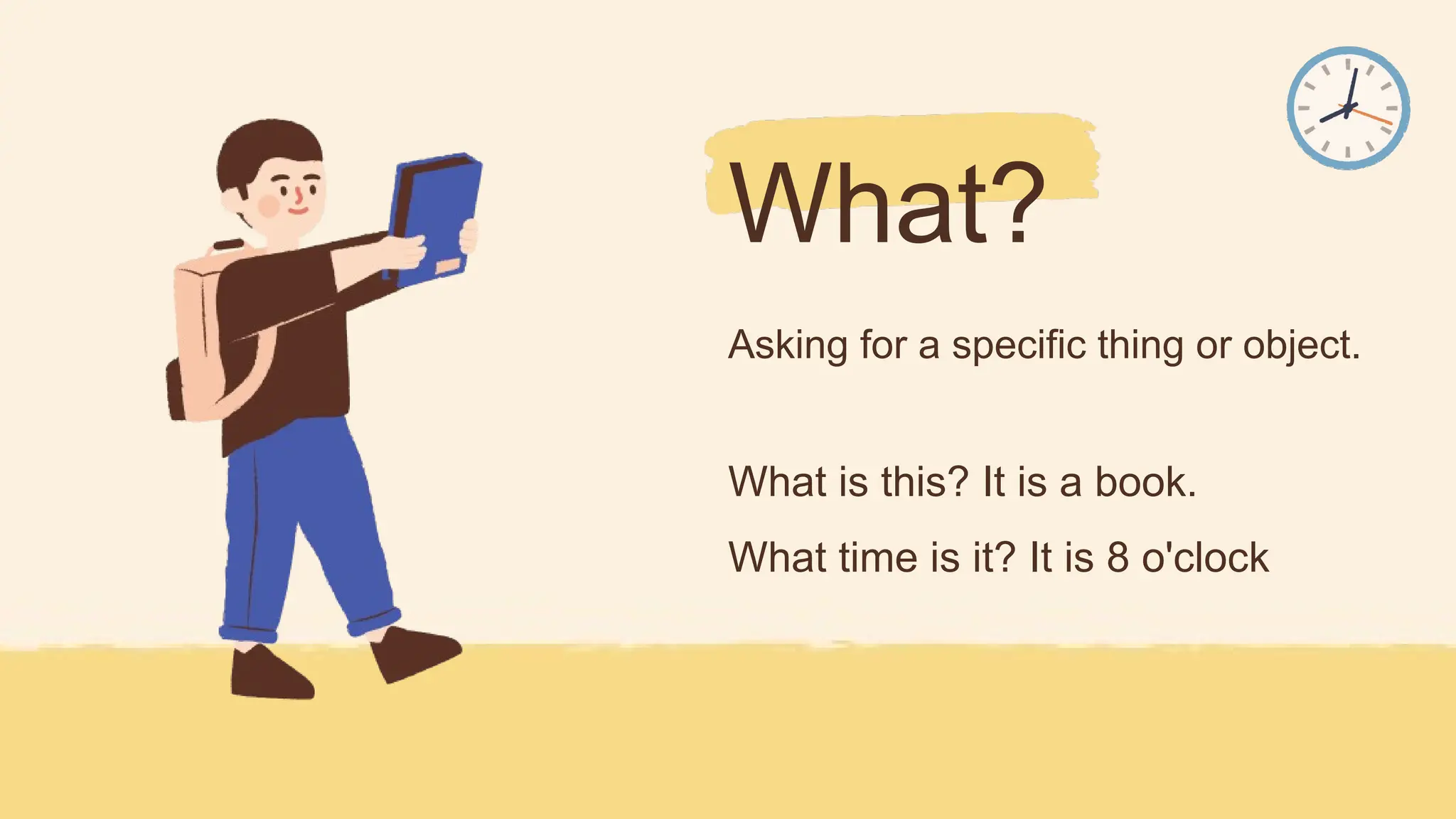 Yellow and Beige Handdrawn English Wh- Questions Classroom Presentation ...