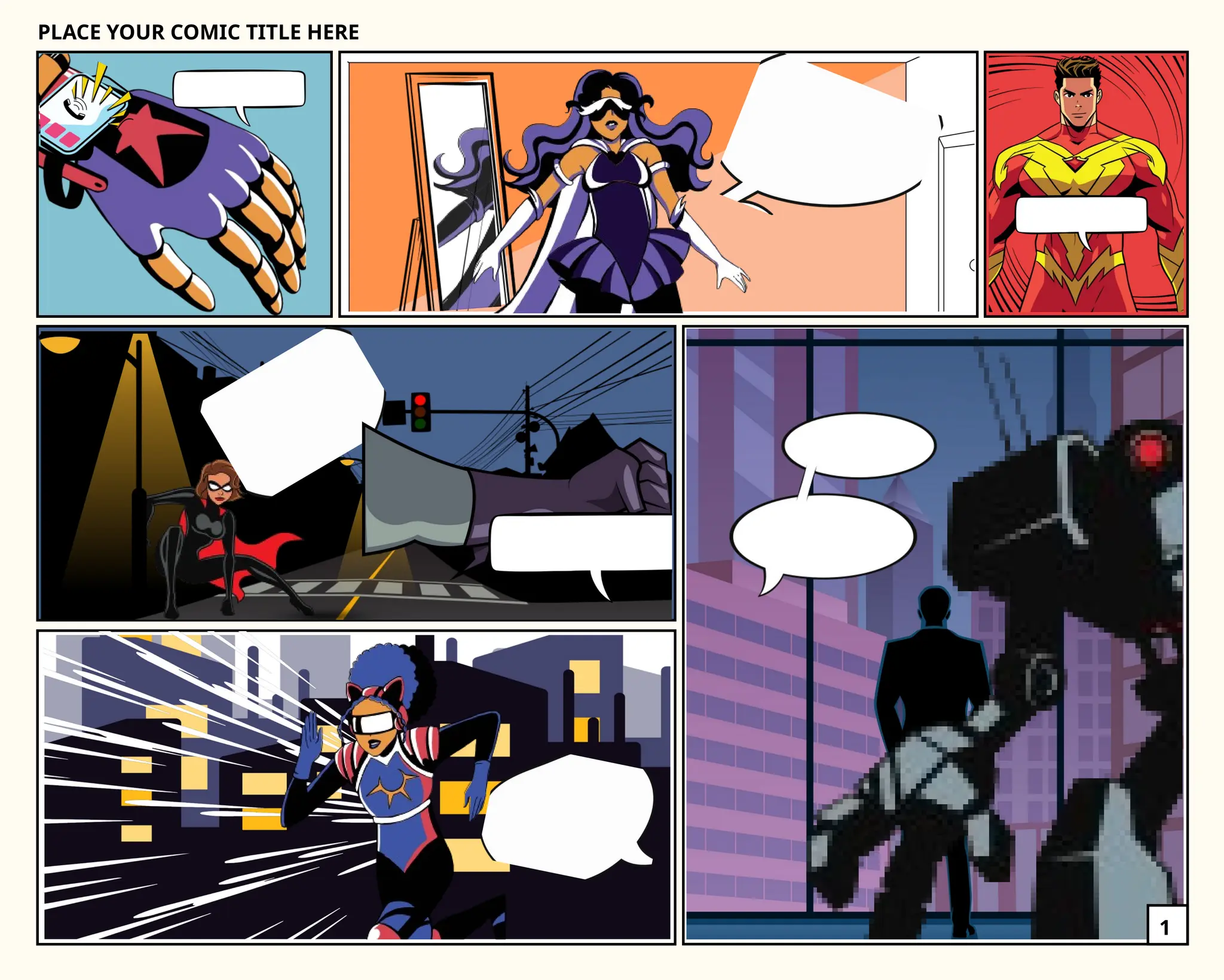 Yellow and Blue Bright Colourful Illustrative Superhero Comic Strip.pptx