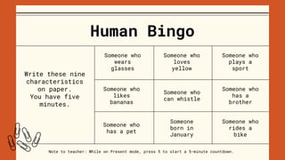 Human Bingo Icebreaker