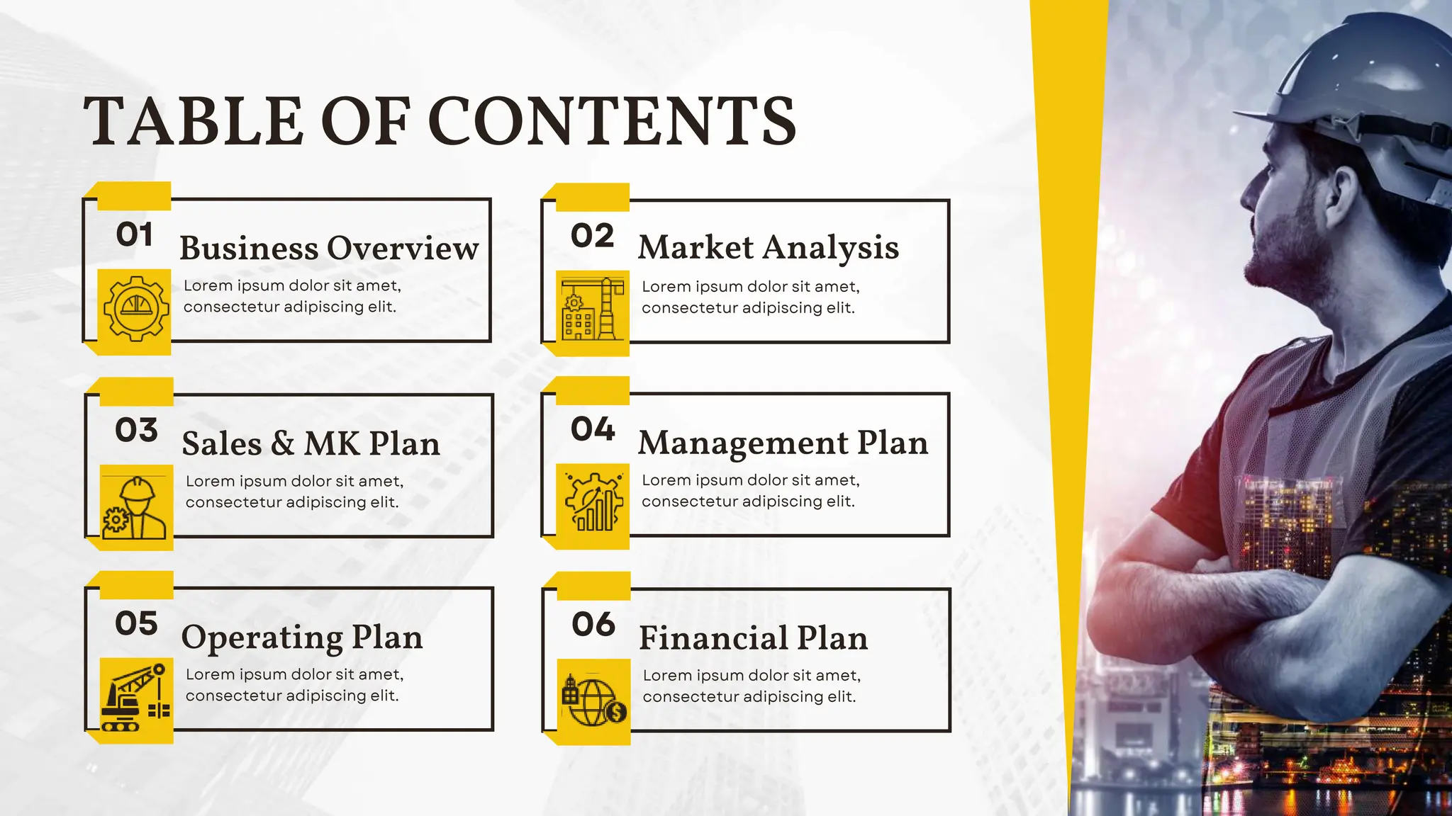 Yellow And White Simple Modern Civil Engineering Business Plan ...