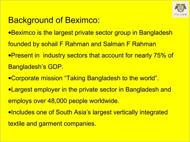 Yellow clothing by Beximco | PPT