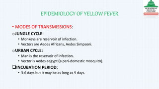 Epidemiology and control measures for Yellow fever | PPTX