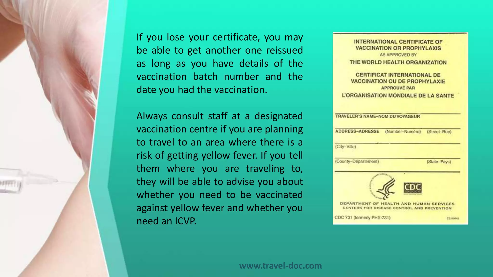 Yellow fever vaccinations | PPTX