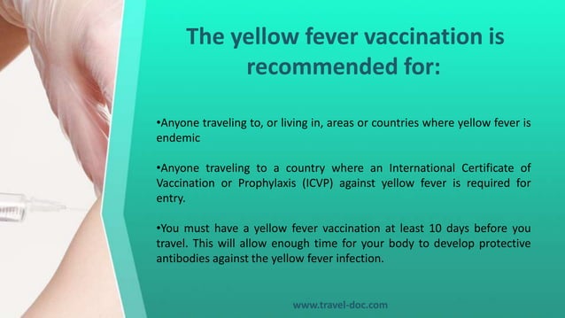 Yellow fever vaccinations | PPTX